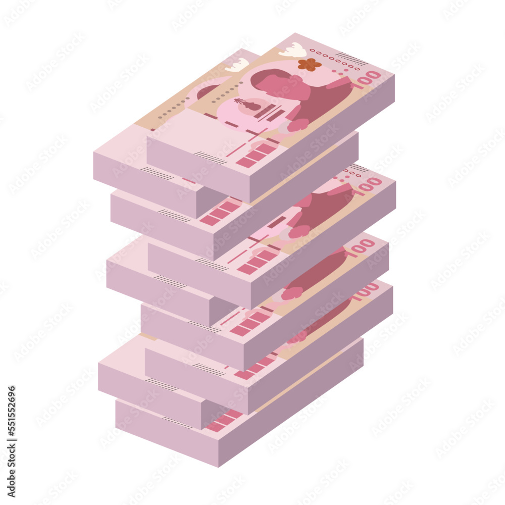 Thai Baht Vector Illustration. Thailand, Cambodia, Laos money set ...