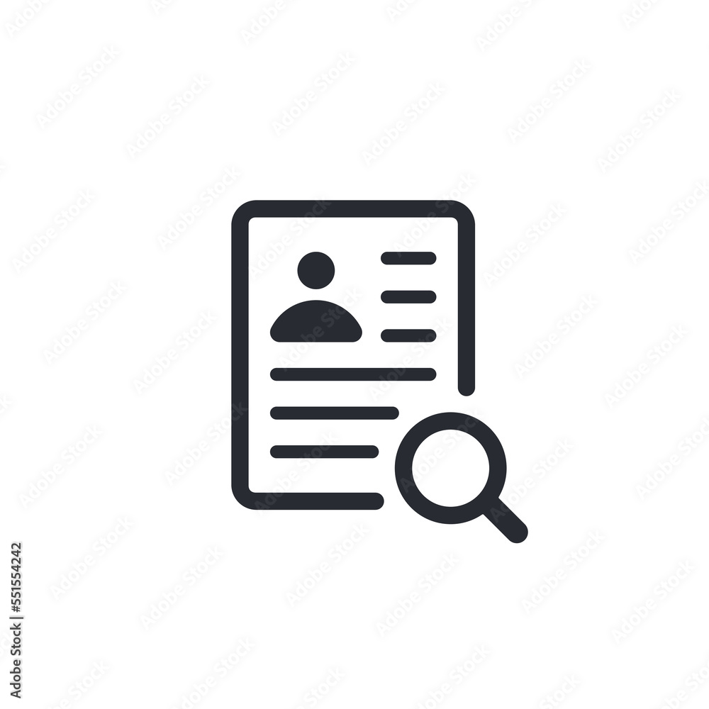 Document icon. Identification card. Id card. Document search. Find file ...