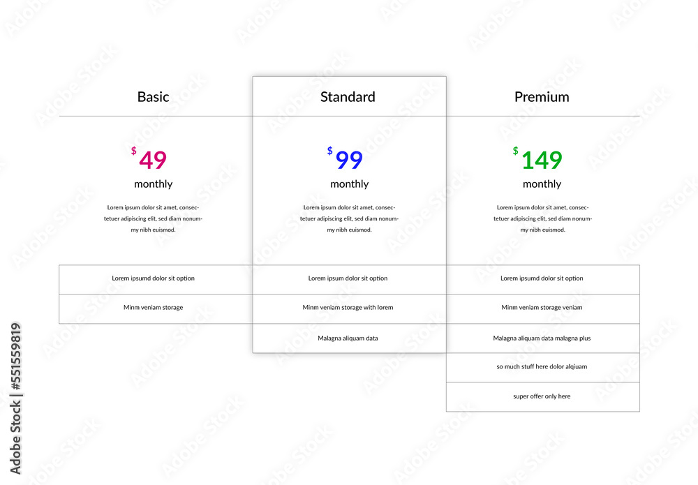 Minimal Subscription Plan Infographic Layout Stock Template | Adobe Stock