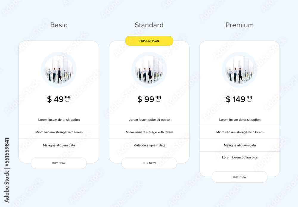 Infographic Layout With 3 Option Plans Stock Template | Adobe Stock