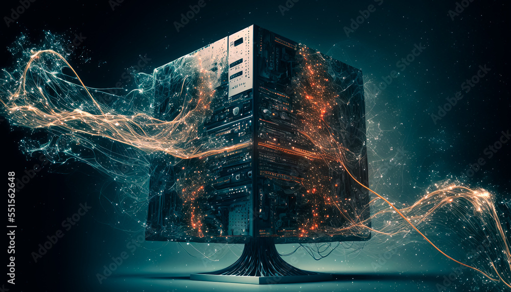 Abstract technology. Abstract art of a modern high tech internet data ...