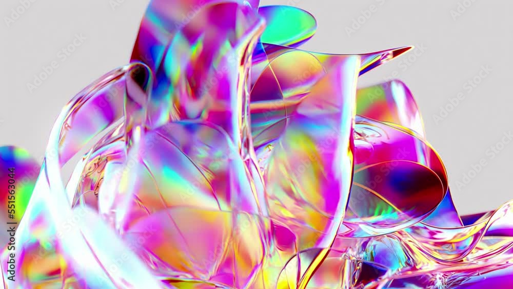 Futuristic dispersion glass animation, bright holographic flexible ...