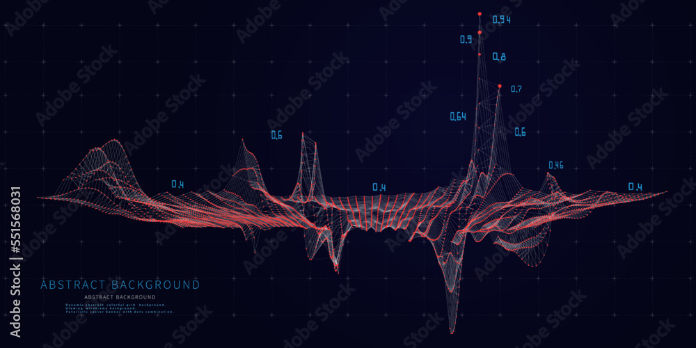 Abstract background contain graph data wireframe on dark. Technology 3d polygonaly concept in ...