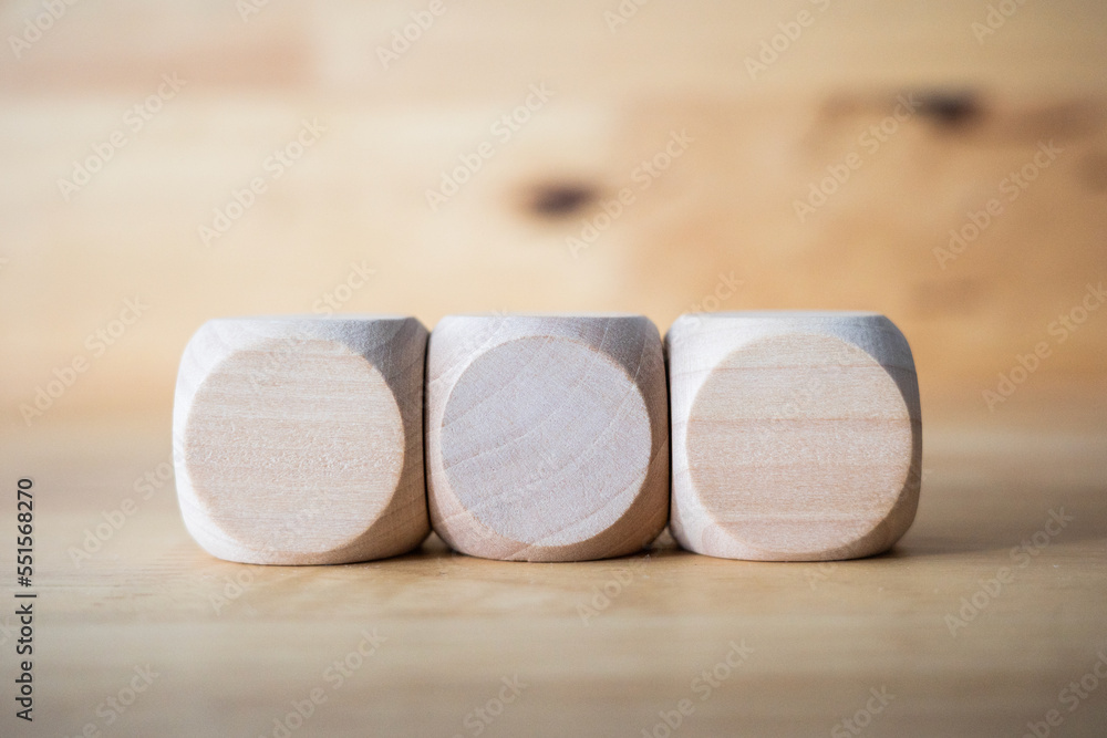 3 blank wood cube mock up in horizontal shape on isolated background ...