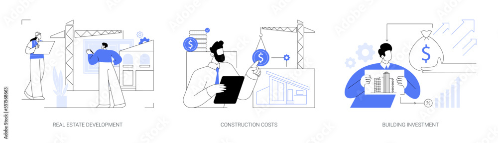 Construction project management abstract concept vector illustrations ...