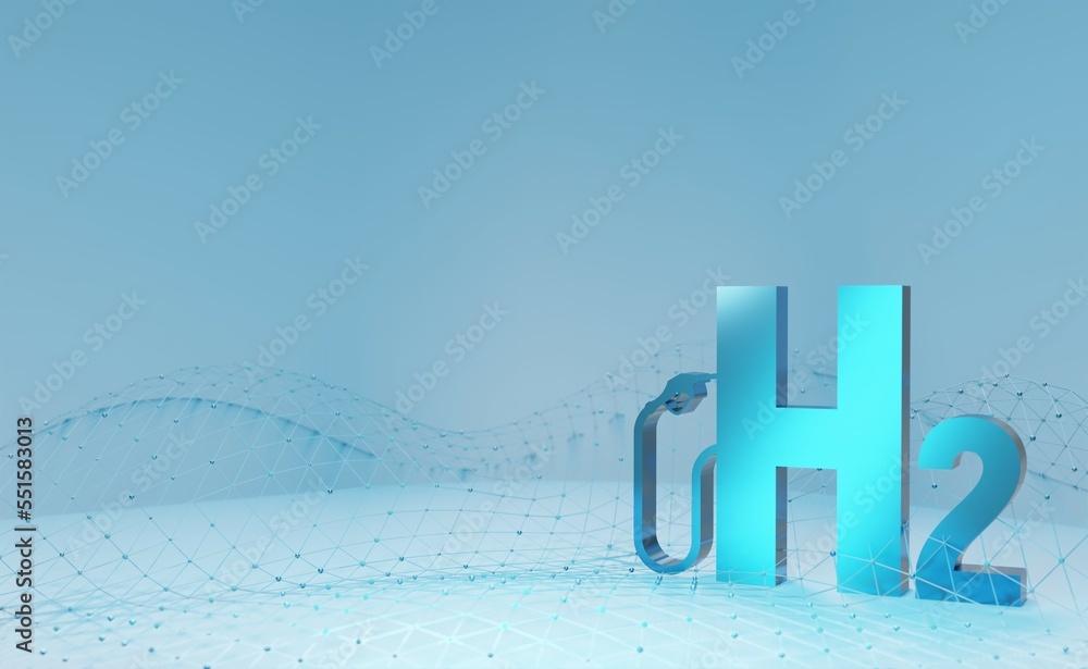 Visualization of hydrogen as the fuel of the battery of the future. 3d ...