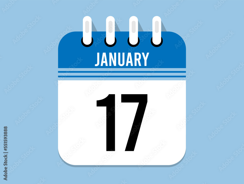 17 day January calendar icon. Banner for appointments, special dates ...