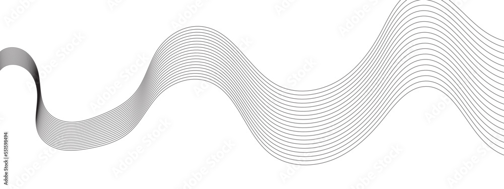 Abstract wavy gray stream element for design on a white background. You ...