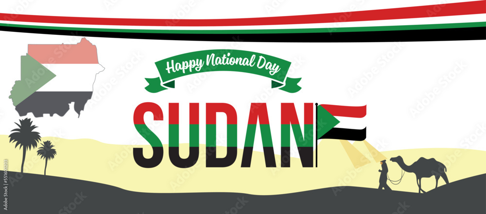 Happy independence day of Sudan. Abstract banner for the republic of ...