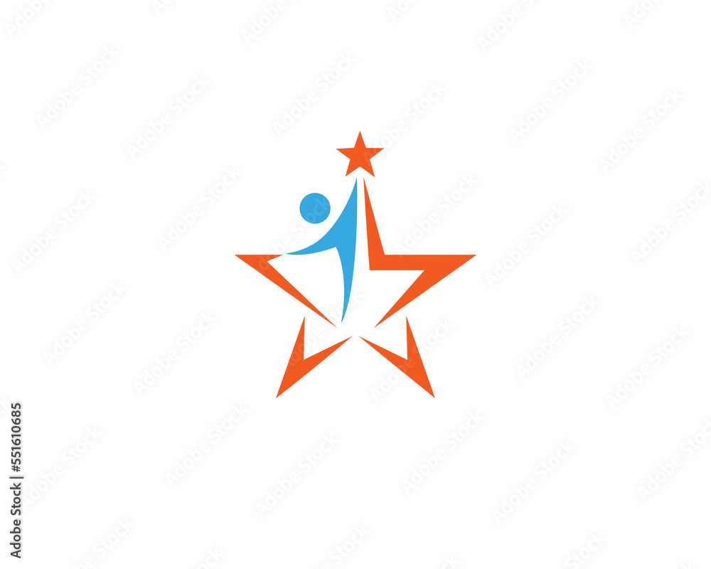 Star Life Logo Design Concept With Star People Business Success ...