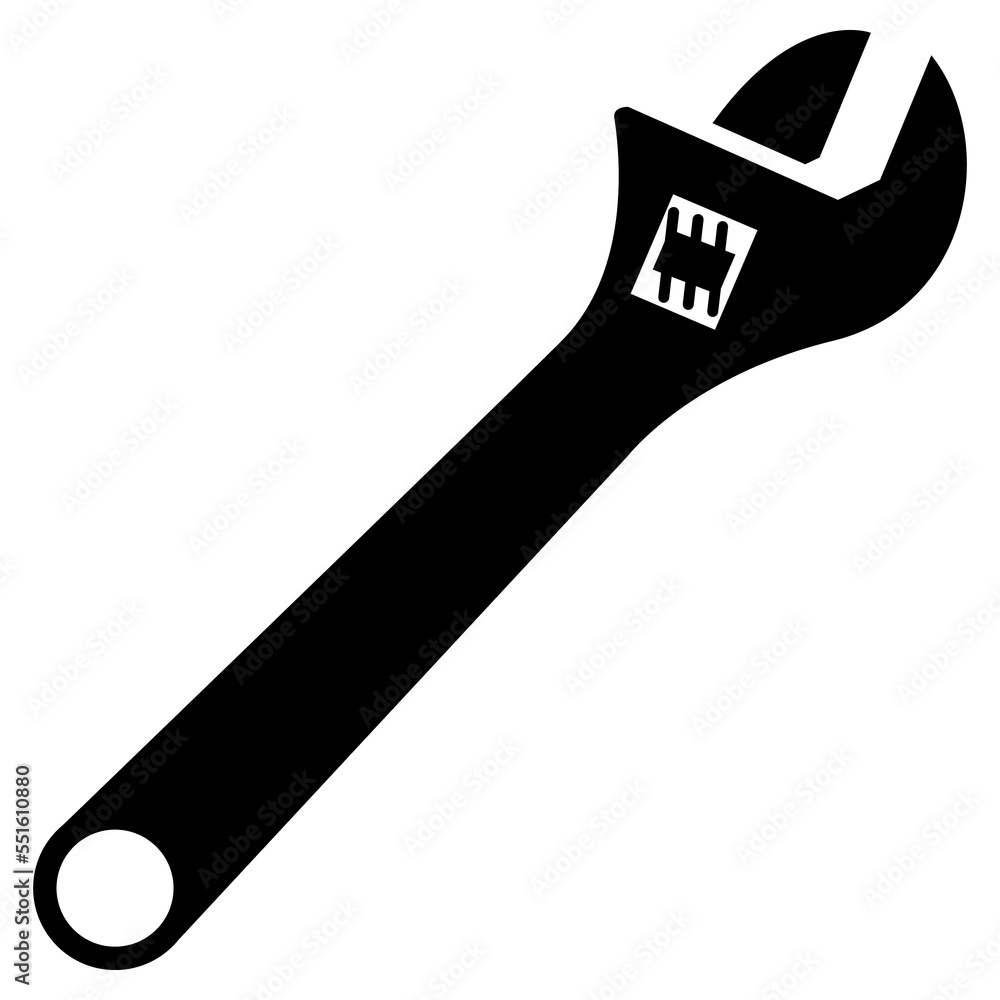 Icono aislado silueta de llave inglesa Stock Illustration | Adobe Stock