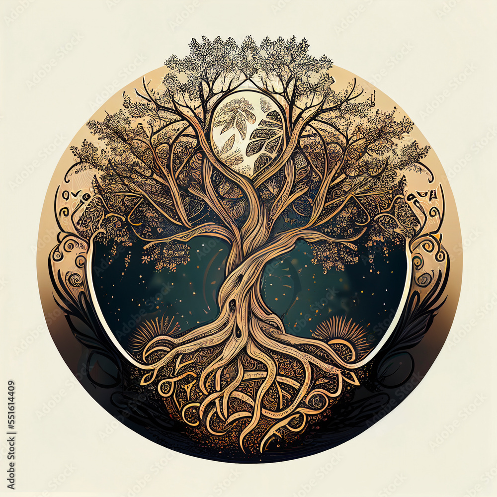 Golden tree of life Stock Illustration | Adobe Stock