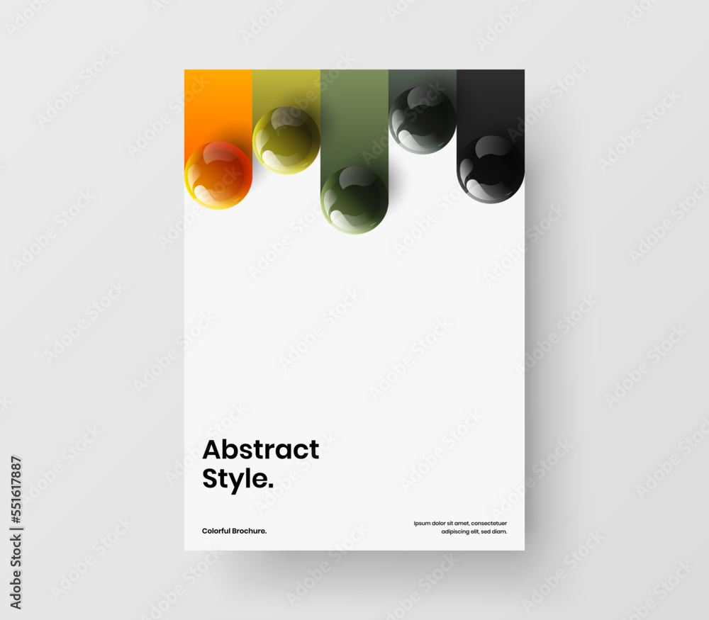 Simple flyer A4 vector design illustration. Creative realistic spheres ...