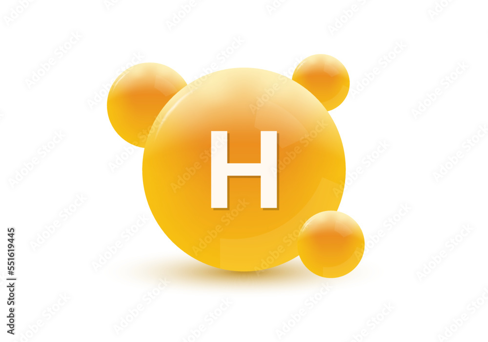 Vitamin H 3d icon. Circle drop, capsule or pill isolated on white ...