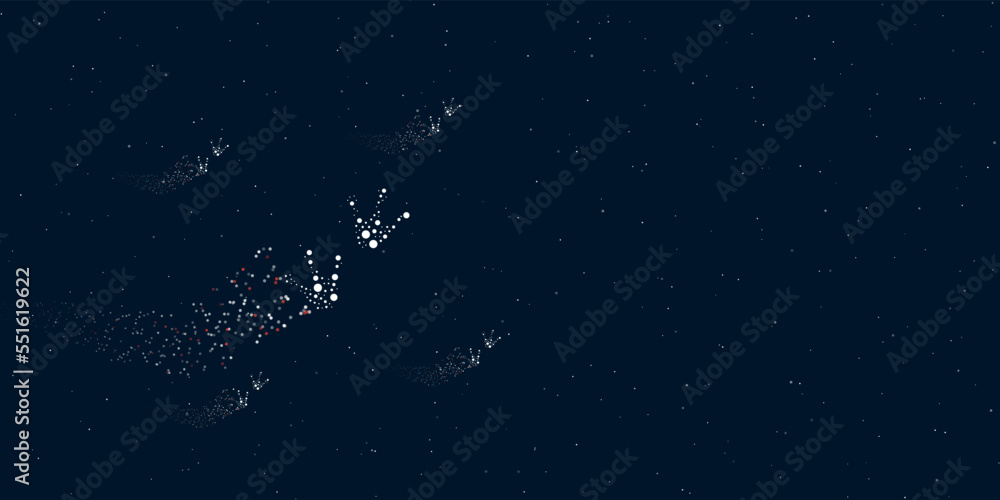 A frog tracks symbol filled with dots flies through the stars leaving a ...