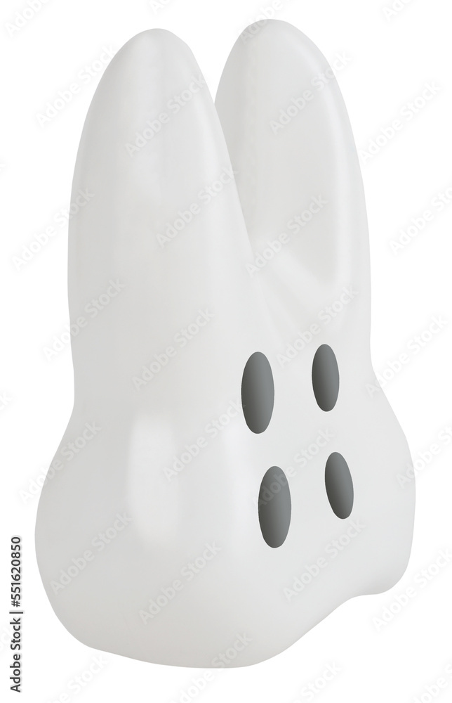 White tooth with four holes like button symbol of teeth caries isolated ...