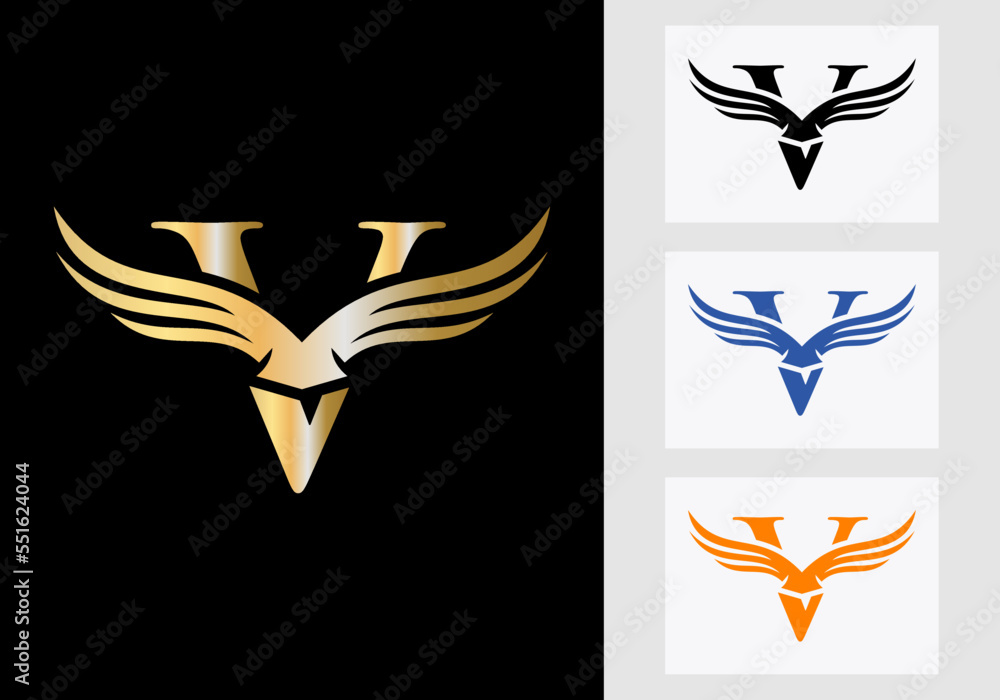 V Letter Wing Logo Design. Initial Flying Wing V Letter Logo Stock ...