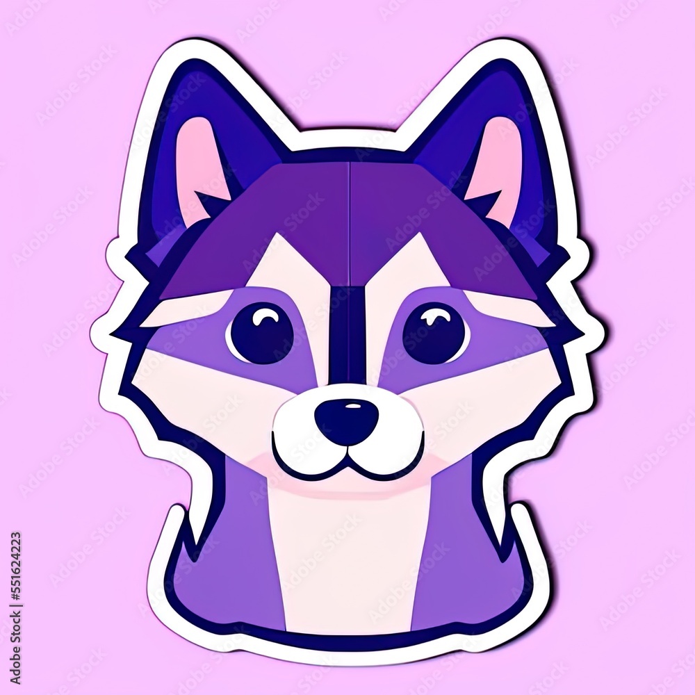 Die-cut sticker, Cute kawaii husky sticker, white background ...