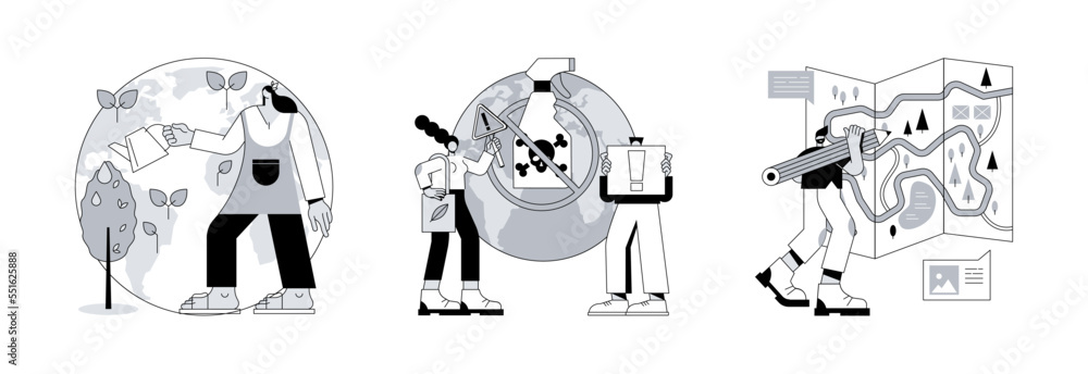 Climate change mitigation abstract concept vector illustration set ...