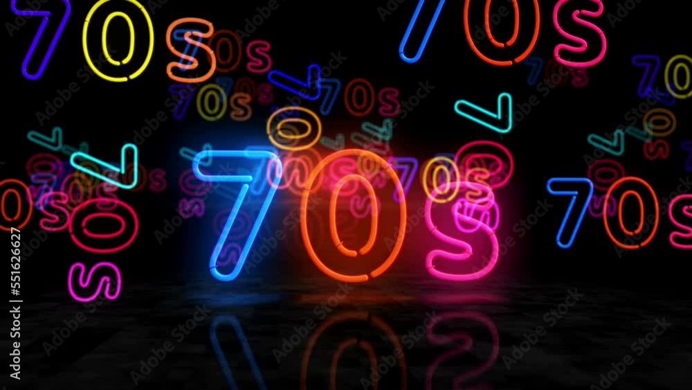 Vidéo Stock 70s neon glowing symbol. Light color bulbs. Retro 1970 ...