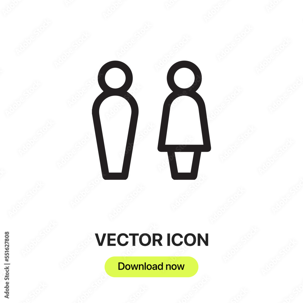 restroom wc icon vector. Linear style sign for mobile concept and web ...