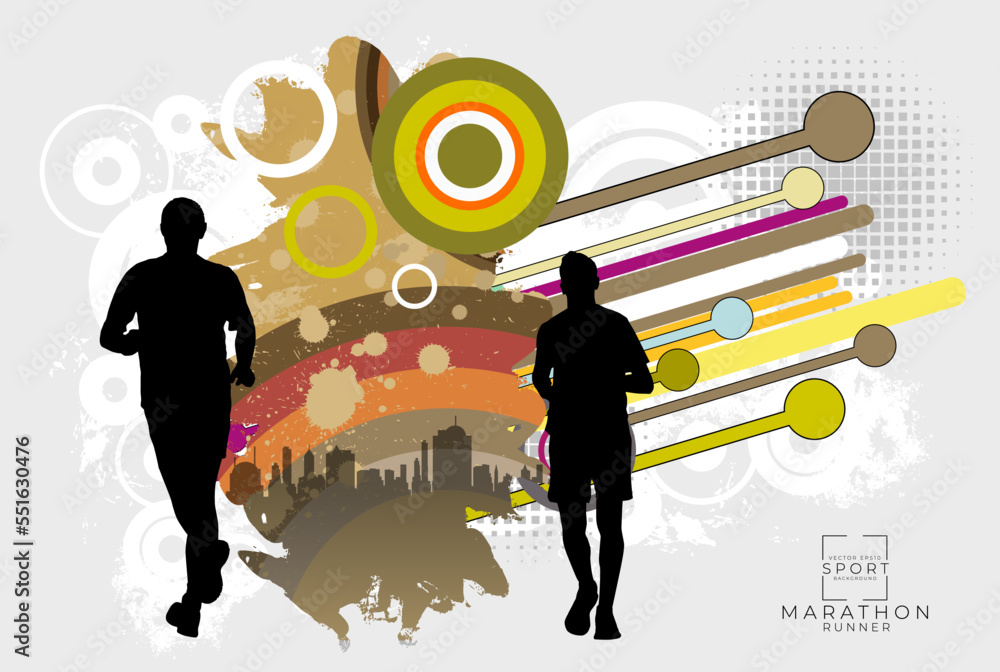 Running marathon, people run, sport background ready for poster or ...