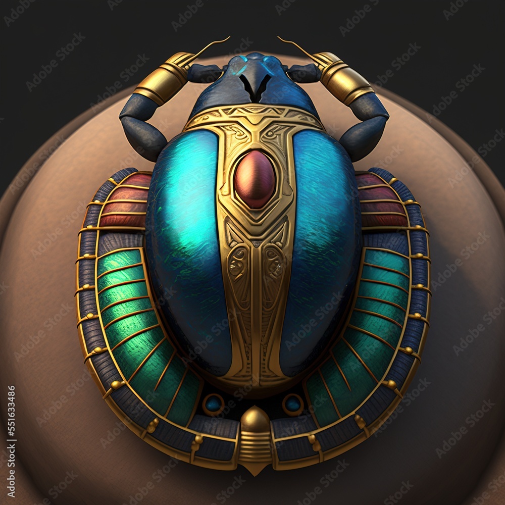 Ancient Egyptian decorative scarab beetle. AI Stock Illustration ...