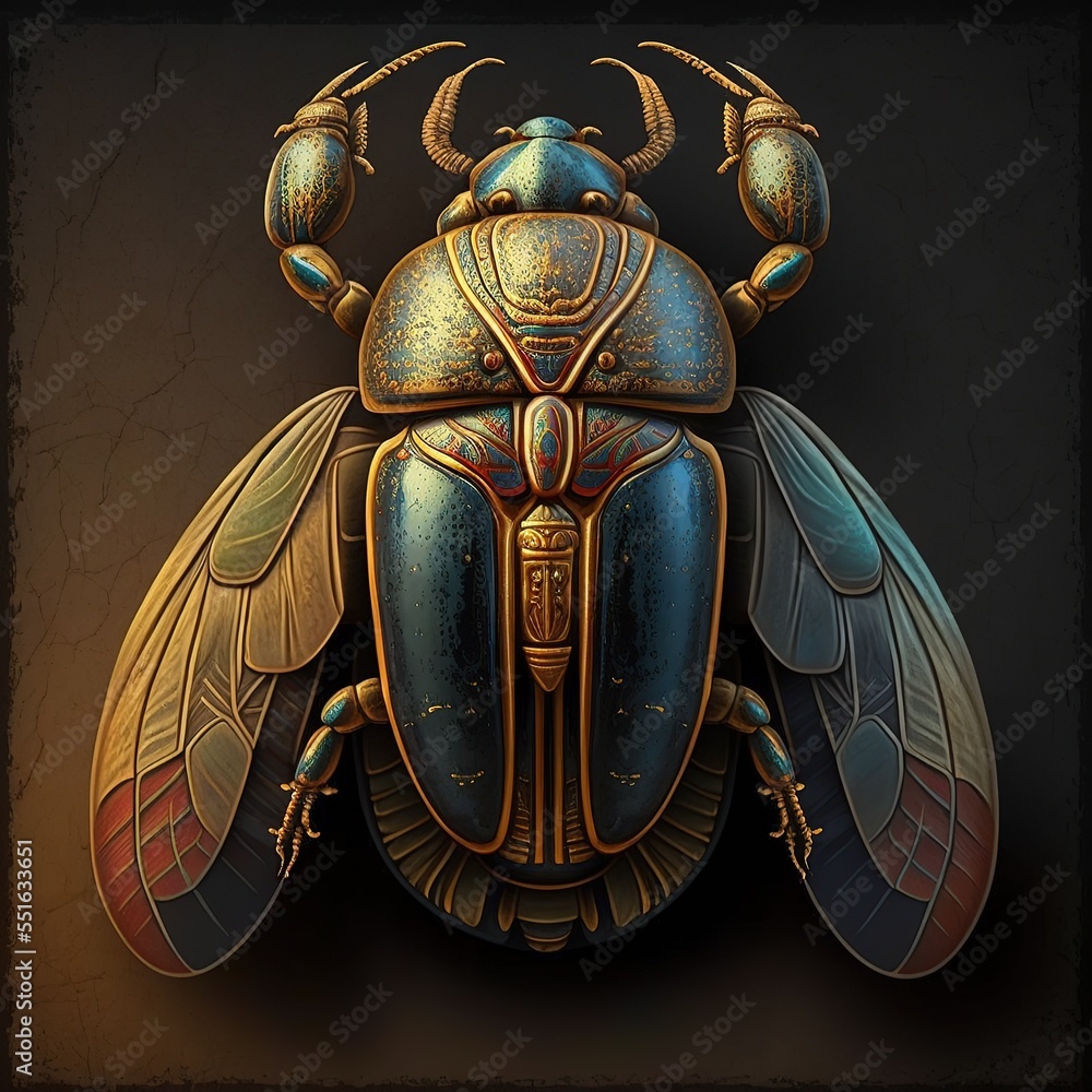 Ancient Egyptian decorative scarab beetle. AI Stock Illustration ...