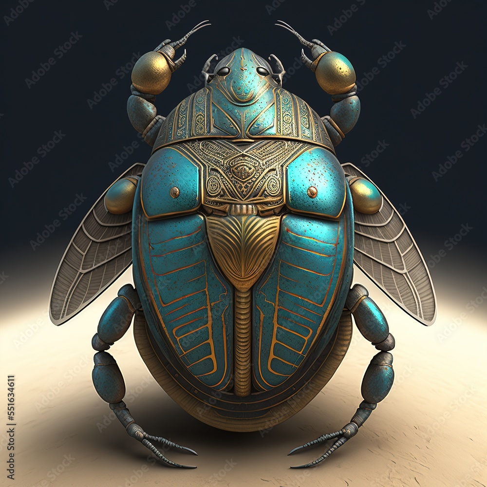 Ancient Egyptian decorative scarab beetle. AI Stock Illustration ...