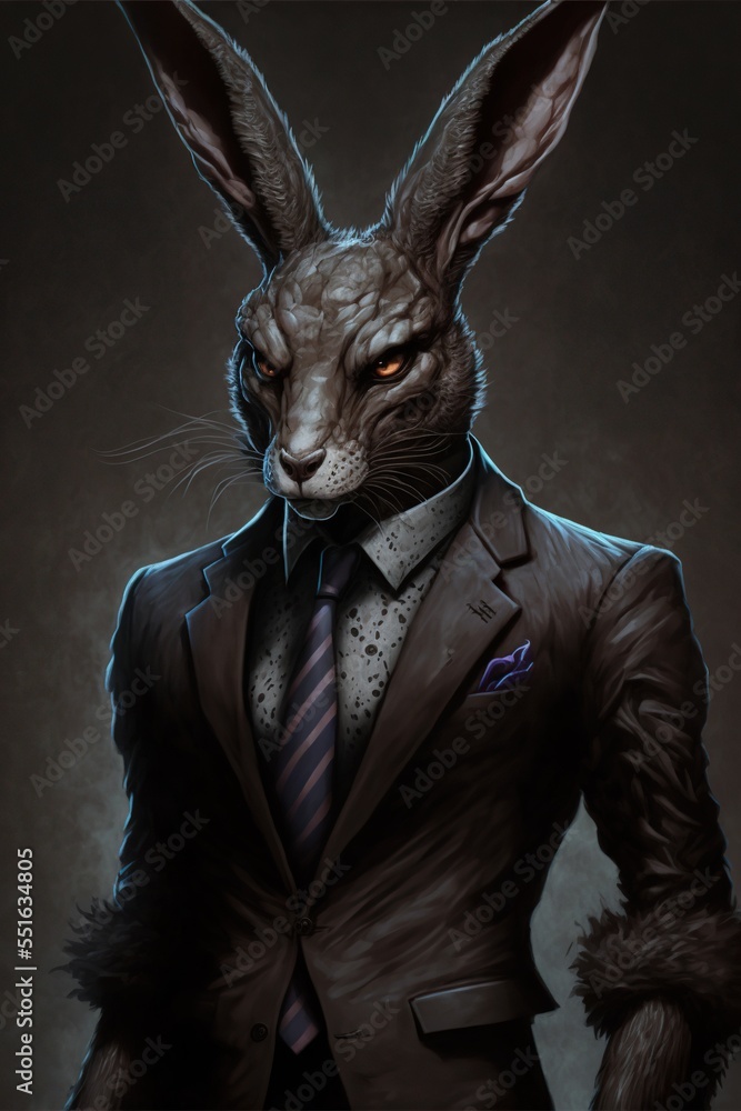 Dark evil bunny rabbit in business suit and tie Stock Illustration ...