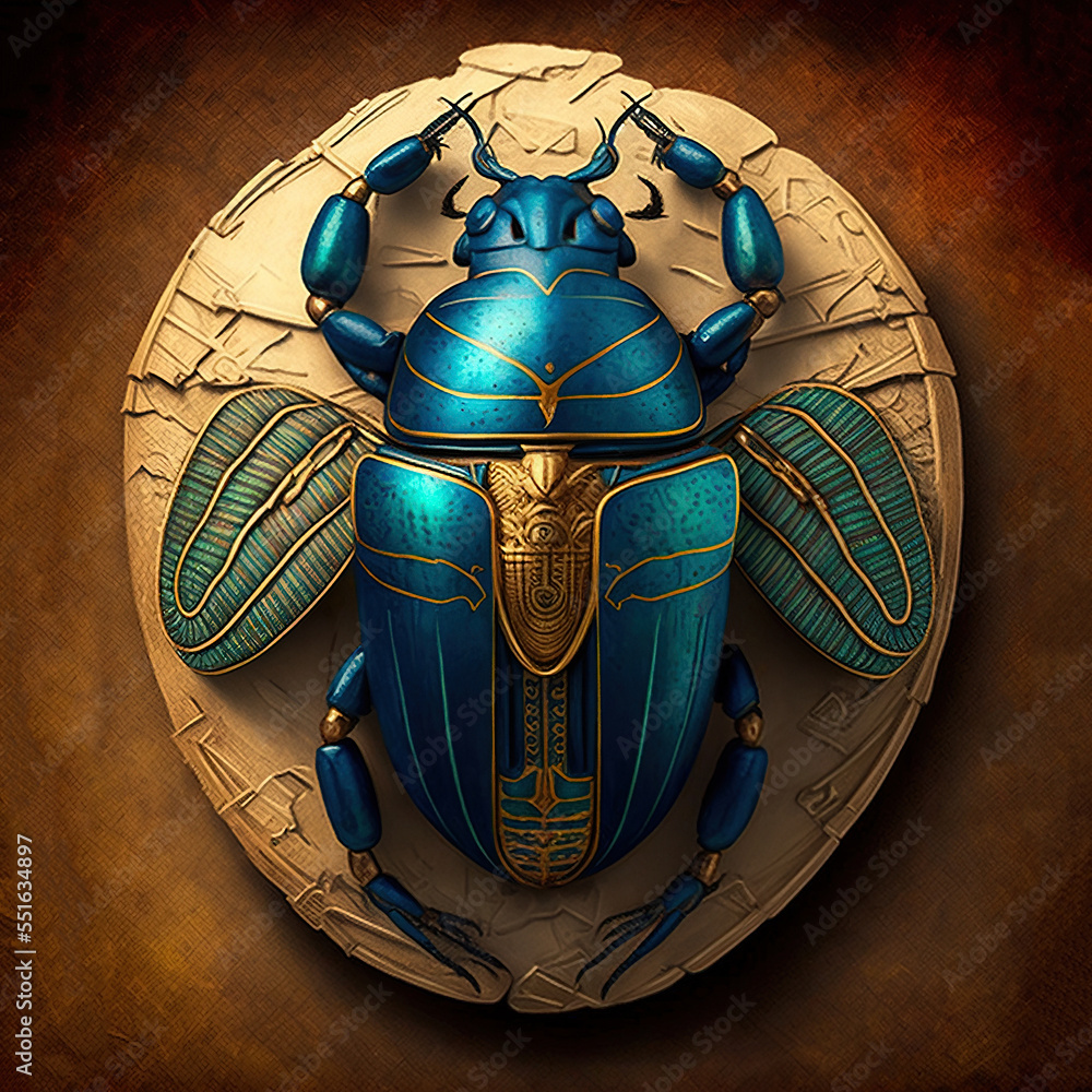 Ancient Egyptian decorative scarab beetle. AI Stock Illustration ...