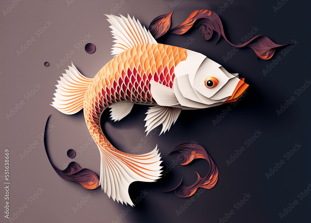 paper craft style illustration of Koi fish Stock Illustration | Adobe Stock