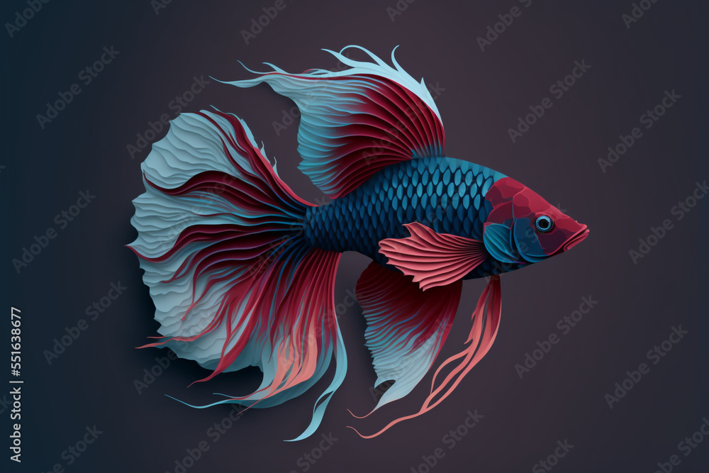 paper craft style illustration Betta fish Stock Illustration | Adobe Stock