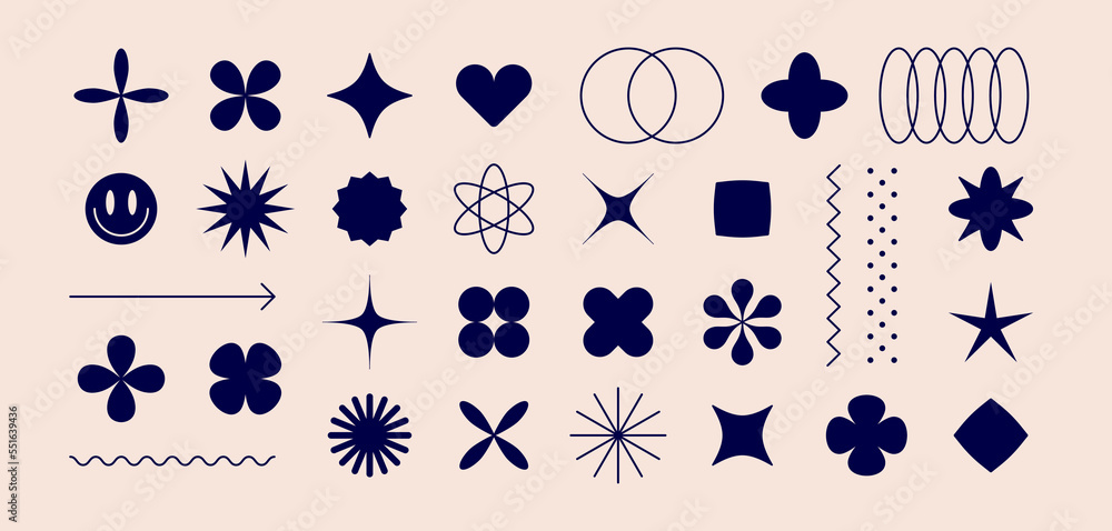 Futuristic graphic form. Set of geometric design element, shape symbol ...