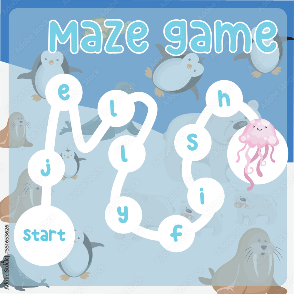 Maze game for children with animal theme. Preschool worksheet ...
