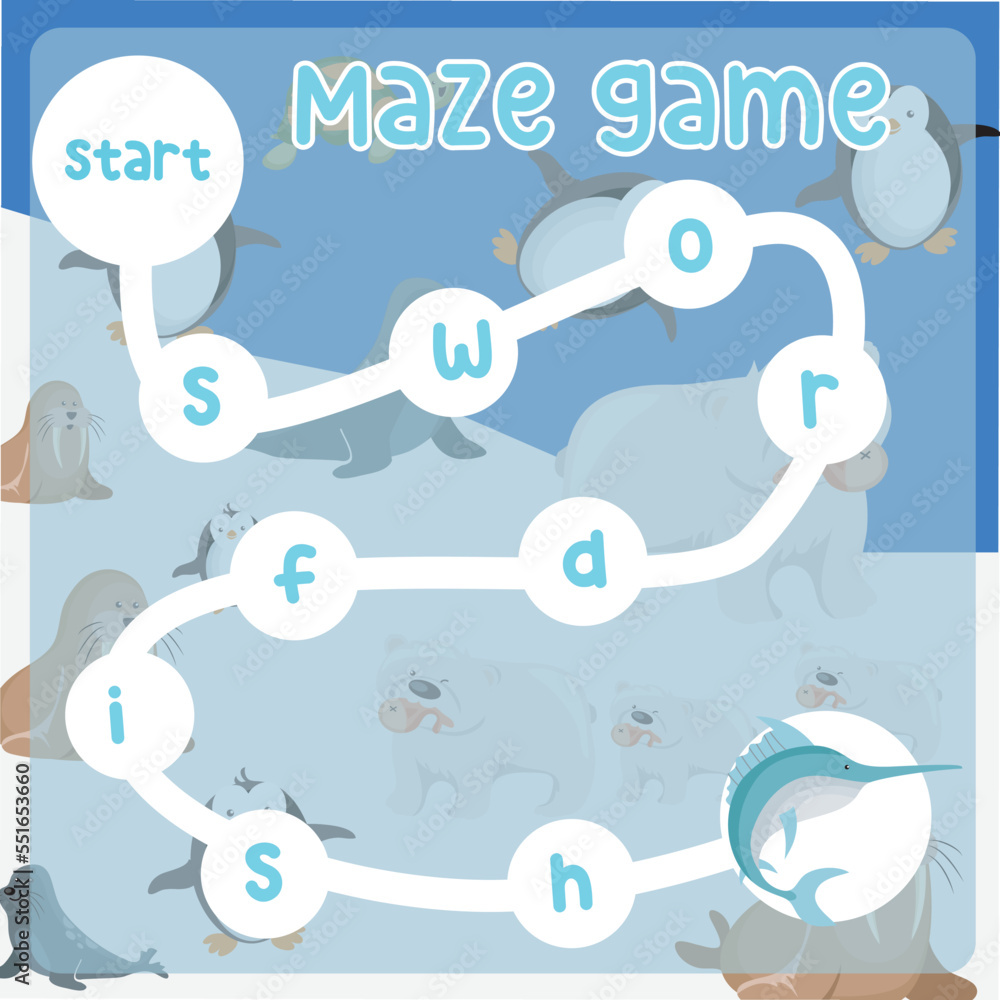 Maze game for children with animal theme. Preschool worksheet ...
