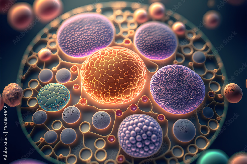 Cells under microscope. Microbiology concept, biology background ...