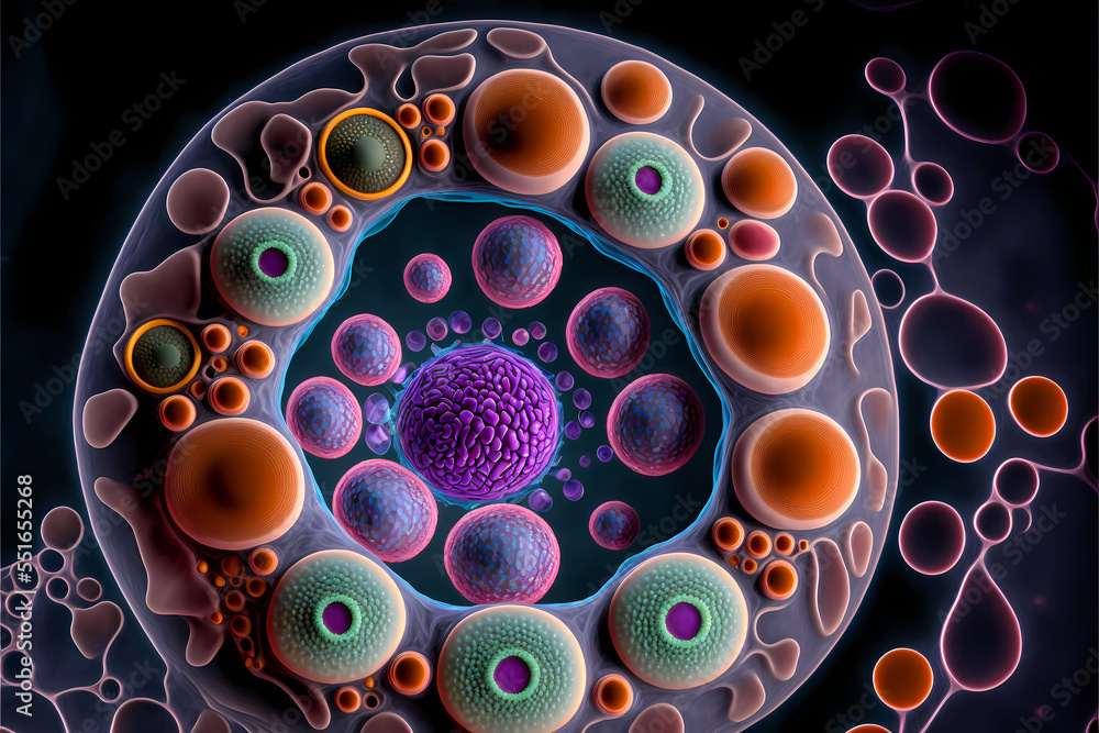 Cells under microscope. Microbiology concept, biology background ...