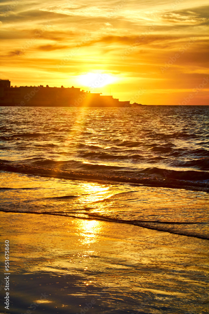 golden sunset in coast of the beach, mazatlan sinaloa Stock Photo ...