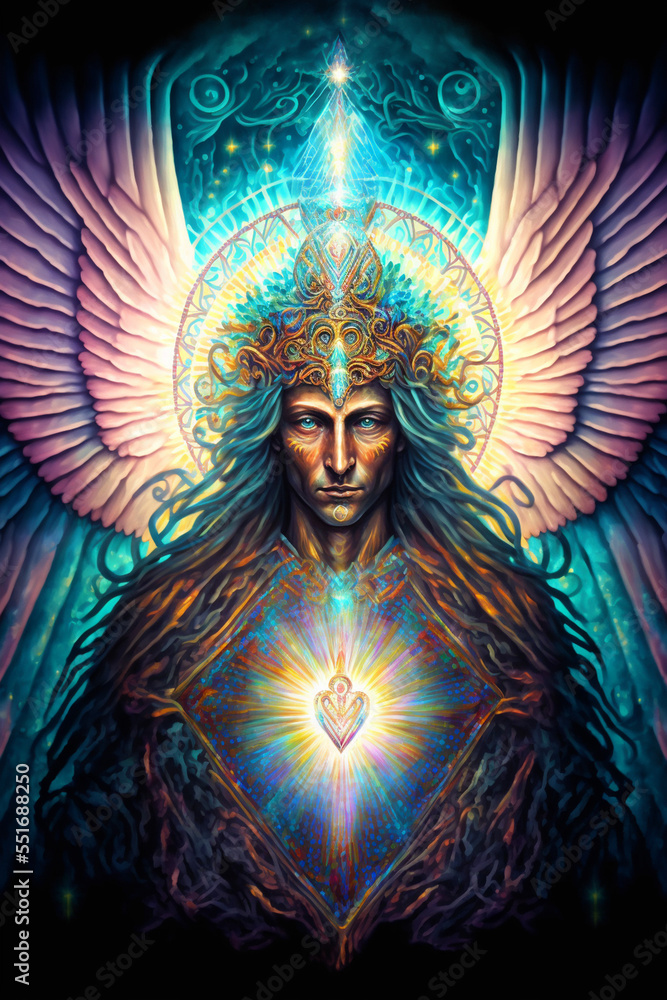 Neon Psychedelic Archangels Stock Illustration | Adobe Stock