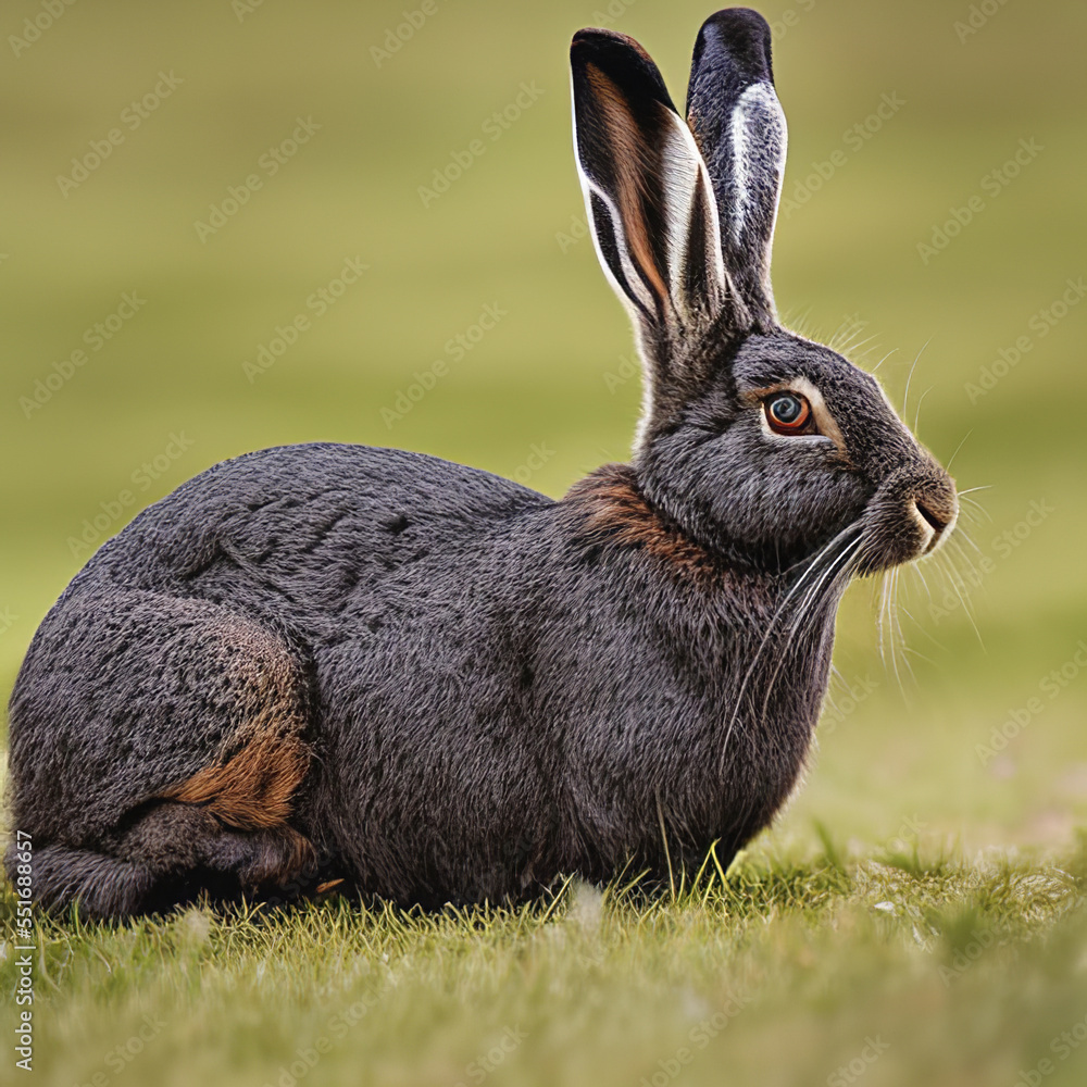 Big beautiful black hare. Artificial intelligencel picture. Stock ...