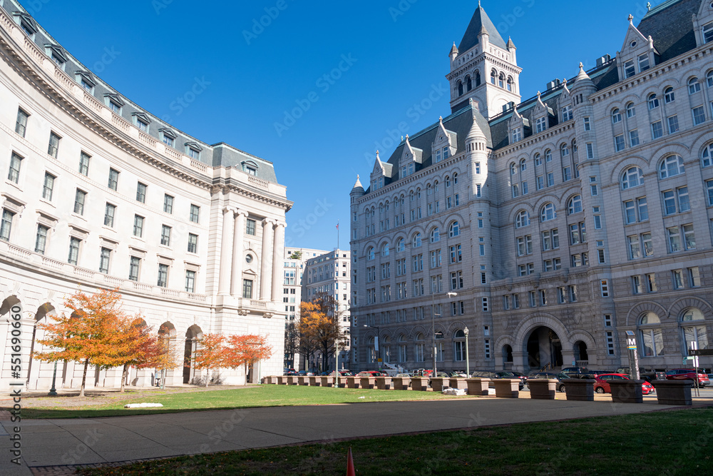 Washington DC, USA, Facade of Trump International Hotel and entrance ...