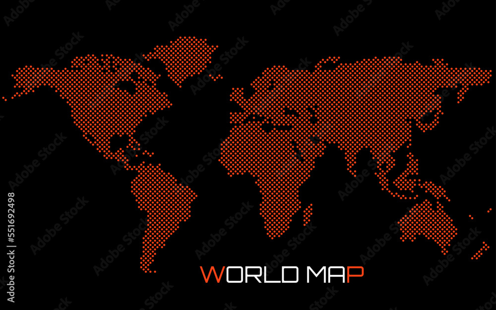 Dotted map of World. Abstract world map of dots Stock Vector | Adobe Stock