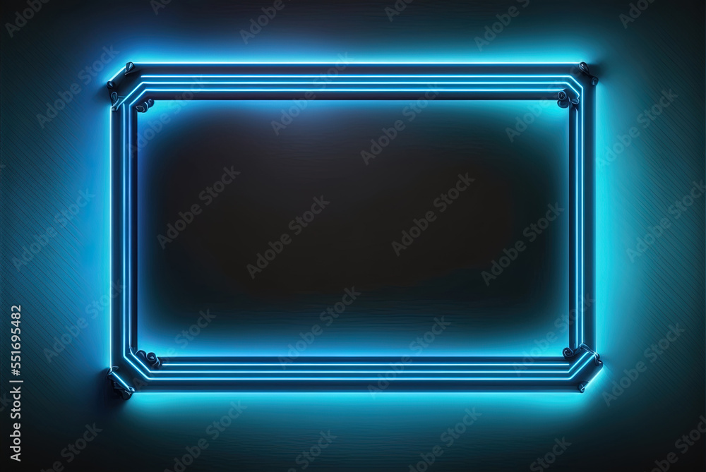 Blurred blue led neon lights used as a backdrop for writing. Generative ...