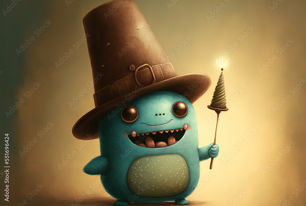 Happy 9th birthday, adorable hatted party character!. Generative AI ...