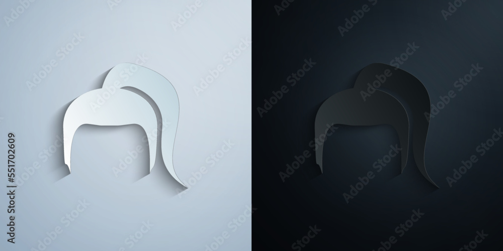 hair, woman, haircut bun paper icon with shadow vector illustration ...