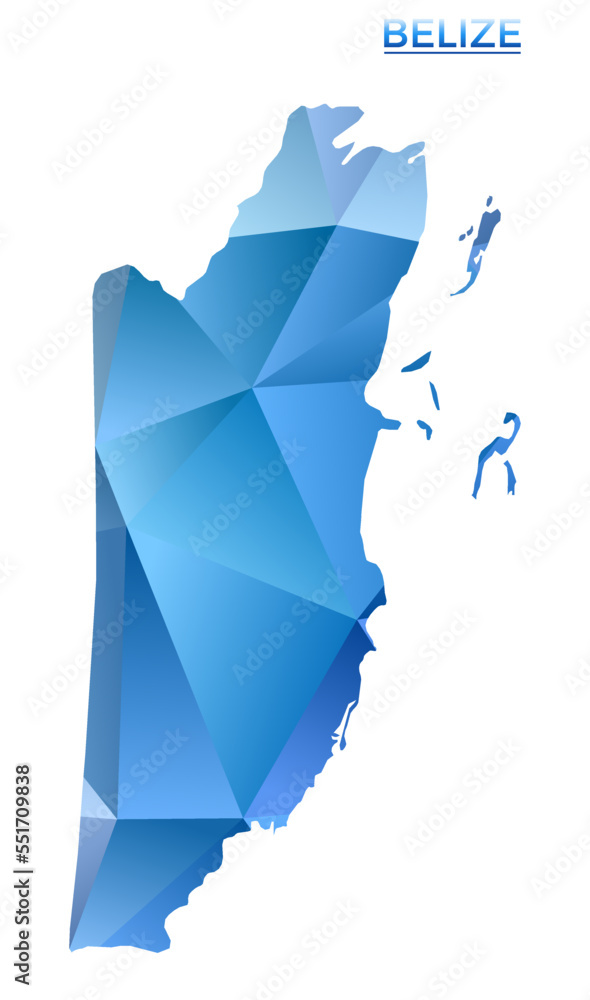 Vector polygonal Belize map. Vibrant geometric country in low poly ...