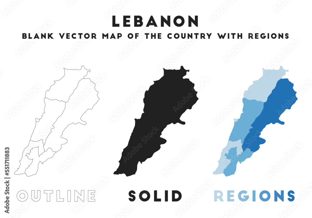 Lebanon map. Borders of Lebanon for your infographic. Vector country ...