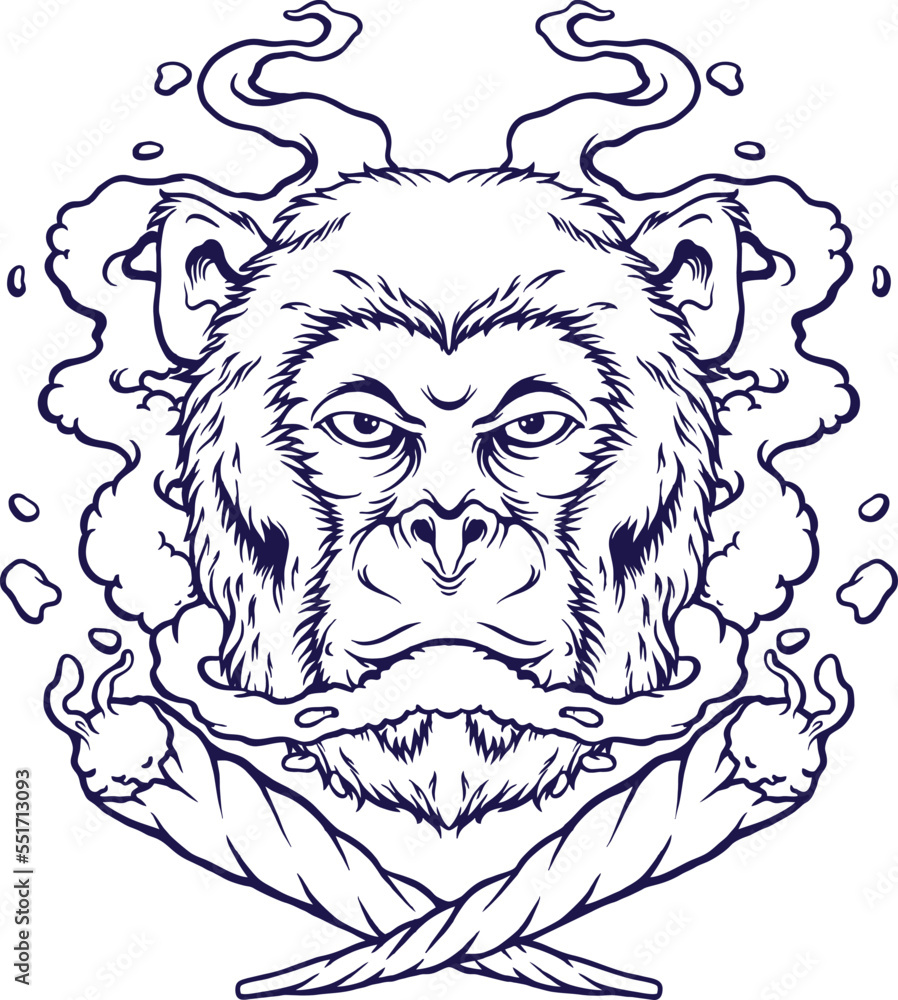 Smoking Monkey silhouette Logo Vector illustrations for your work Logo ...