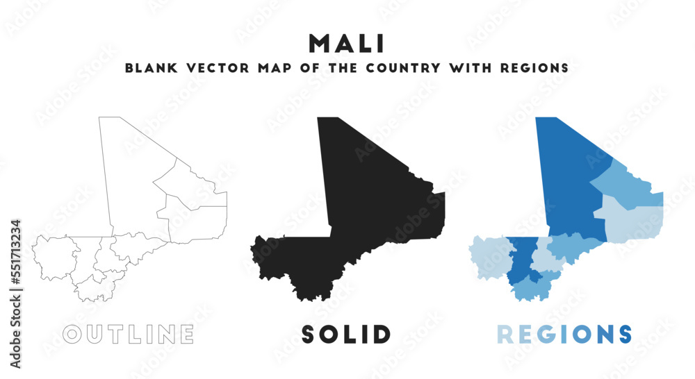 Mali map. Borders of Mali for your infographic. Vector country shape ...